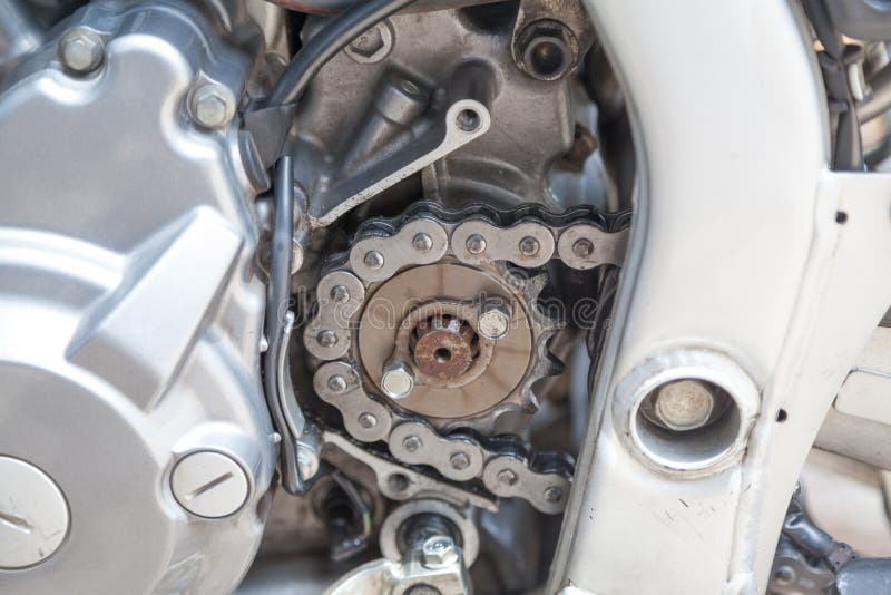 Gear Wheel with Chain of Motorcycle Wheel. Stock Photo - Image of ...