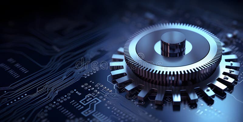 Gear Wheel on Circuit Board. Hi-tech Image, Engineering, Digital ...