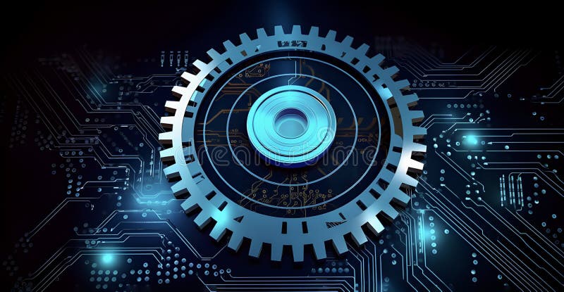 Gear Wheel on Circuit Board. Hi-tech Image, Engineering, Digital ...