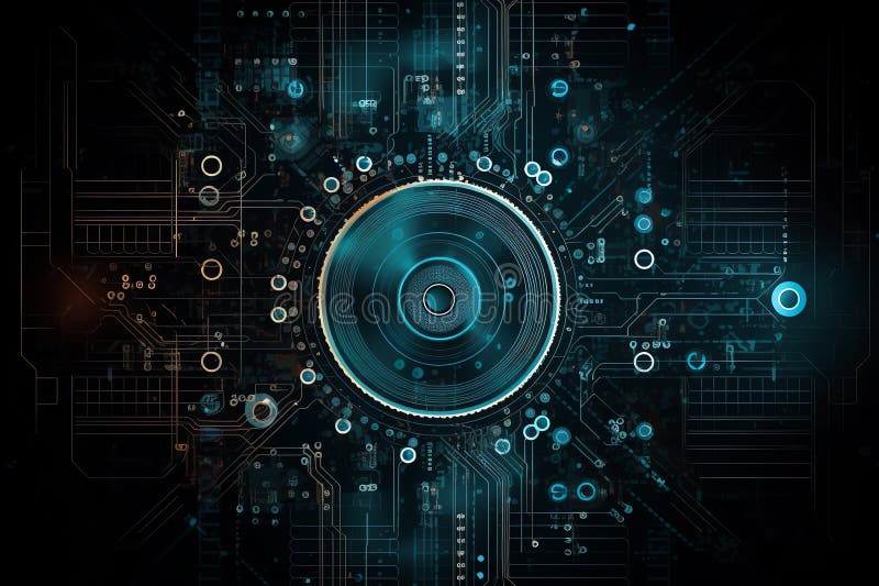 Gear Wheel on Circuit Board, Illustration Hitech, Engineering, Digital ...