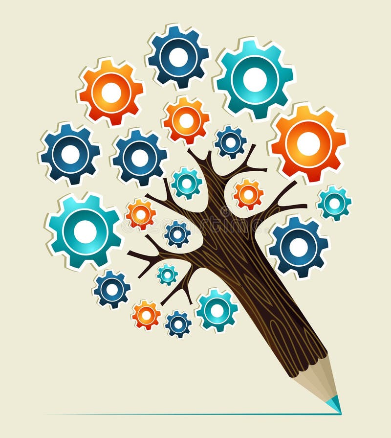 Gear tree logo stock vector. Illustration of child, gears - 30707647