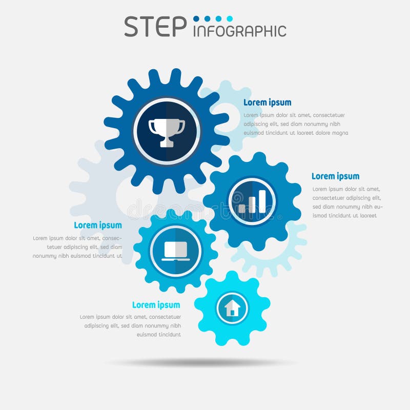 Gear Wheel Elements with Options,processes or Workflow Infographic Flat ...