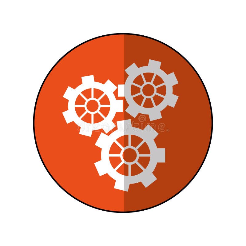 Gear Wheel Engine Cog Icon Orange Shadow Stock Vector - Illustration of ...