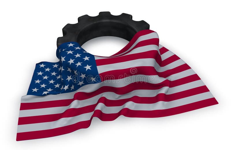 Gear Wheel and Flag of the Usa Stock Illustration - Illustration of ...