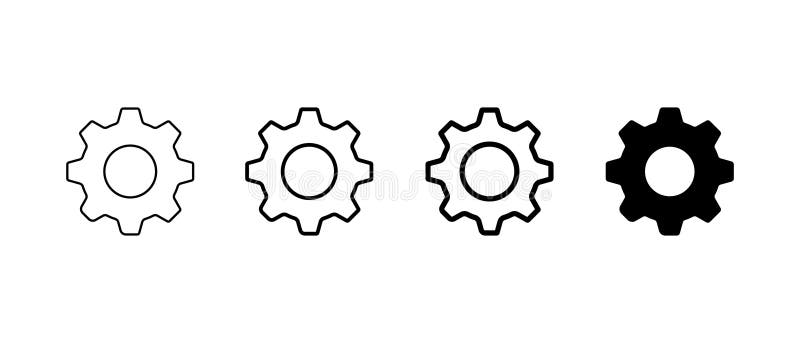 Gear Wheel Icon Set. Cogwheel Settings Symbol Collection Stock Vector ...