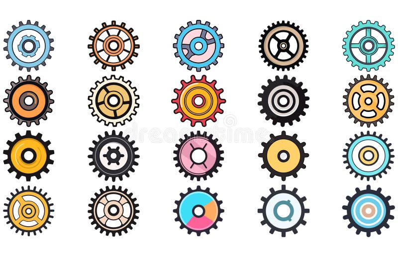 Gear Wheel Icon Set. Gear Wheel Vector Illustration Stock Vector ...