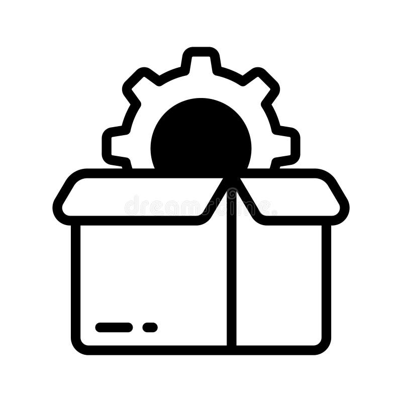 Gear Wheel Inside Cardboard Box Symbolizing Seo Services Package Icon ...
