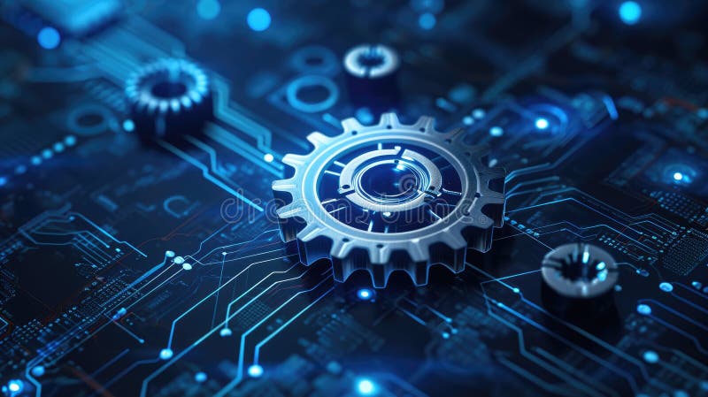 A Gear Wheel Integrated into a Circuit Board, Exemplifying Hi-tech ...
