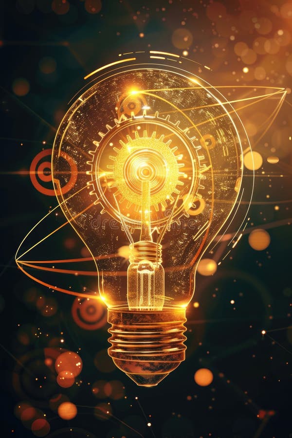 Gear Wheel Light Bulb stock image. Image of creative - 374833679