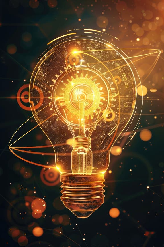 Gear Wheel Light Bulb stock image. Image of creative - 374833679