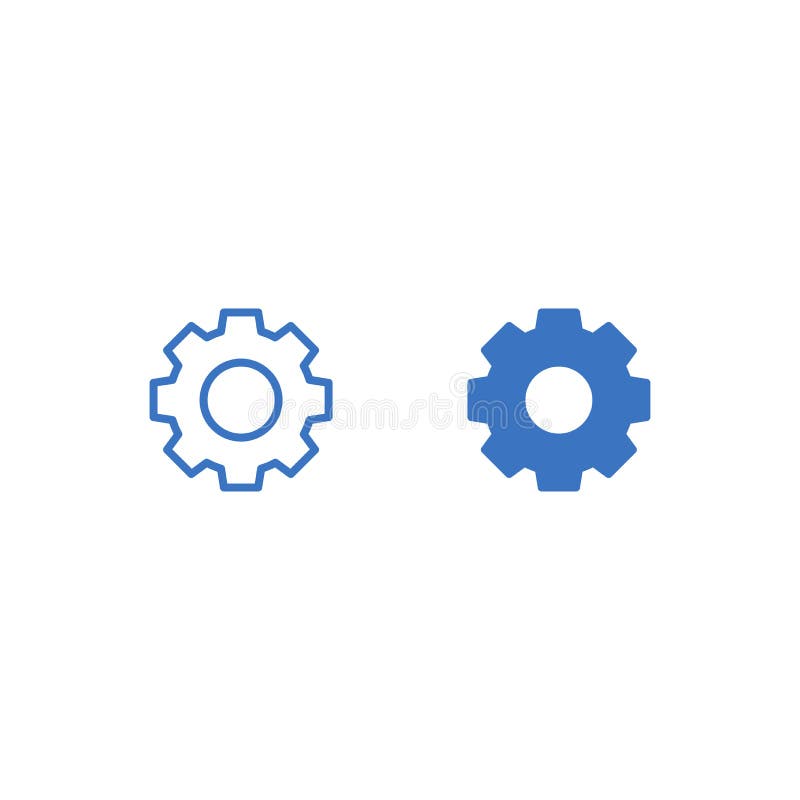 Gear Wheel or Gear Outline and Flat Icon Stock Vector - Illustration of ...