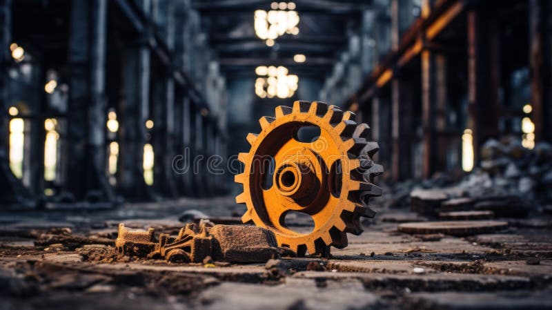A Gear Wheel Sitting on the Floor of a Building, AI Stock Image - Image ...
