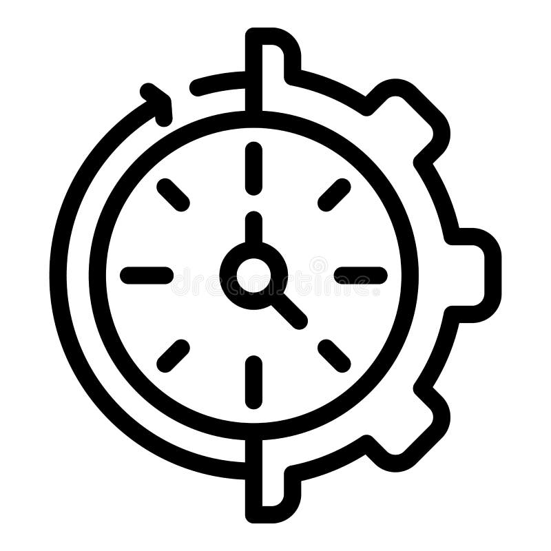 Gear Wheel Time Management Icon, Outline Style Stock Vector ...