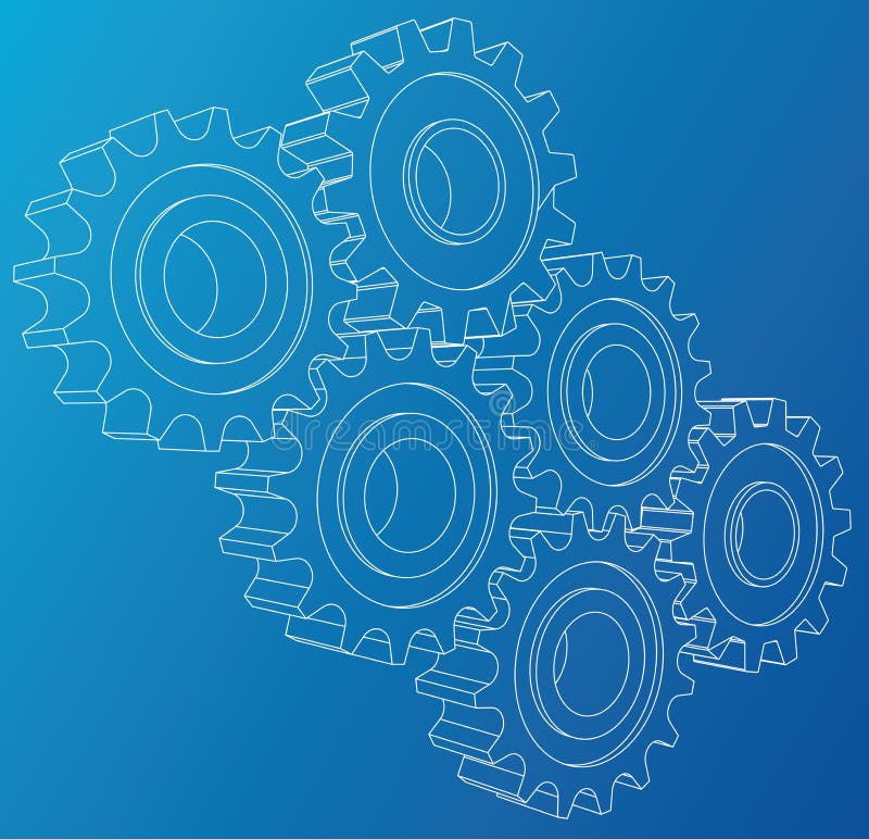 Gear Wheel. Vector Rendering of 3d. Wire-frame Style Stock Vector ...