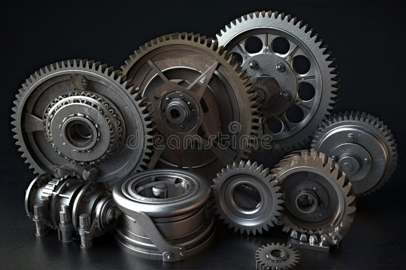 Gear Wheels on a Black Background. Close Up Stock Illustration ...