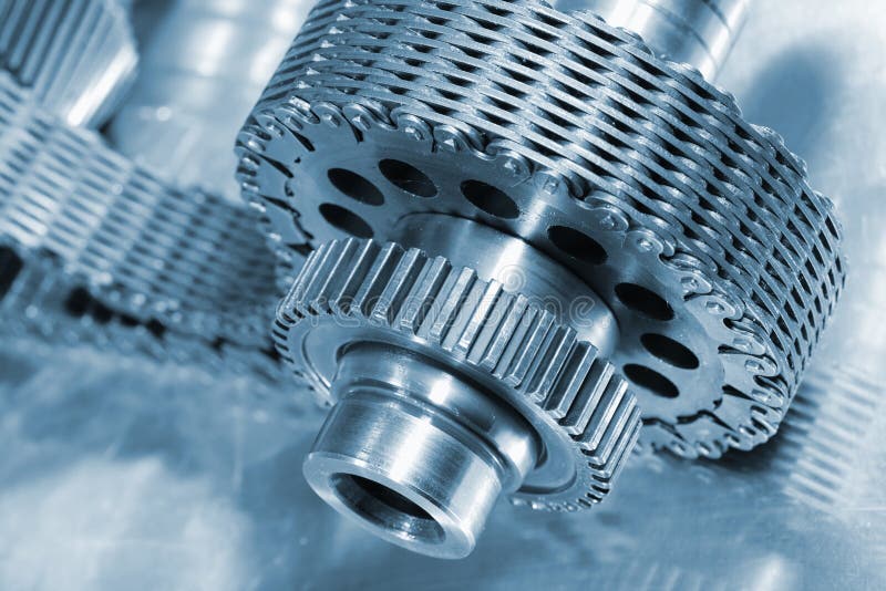 Gear Wheels and Chains in Titanium Stock Image - Image of steel, shapes ...