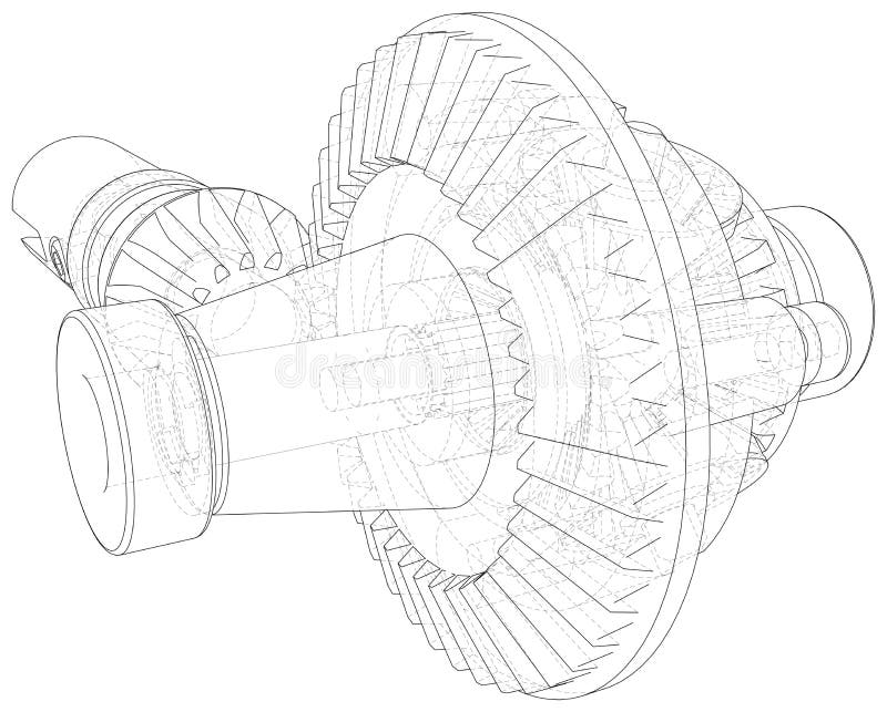 Gear Wheels Close-up. Vector Rendering of 3d Stock Vector ...