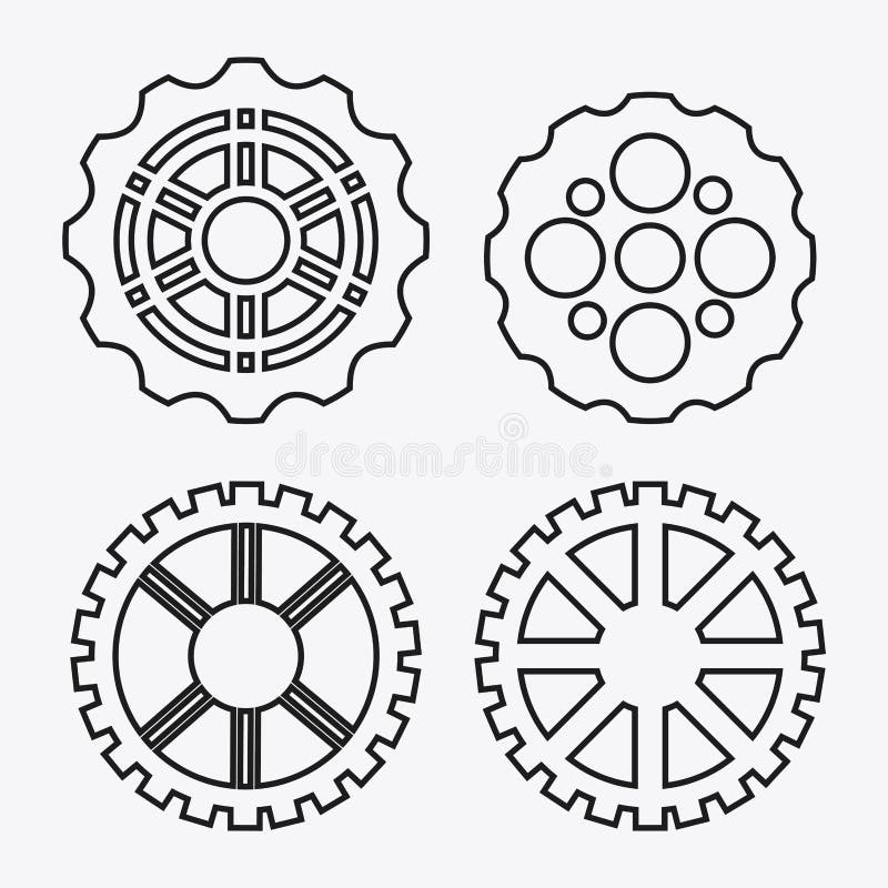 Gear White Cog Machine Part Set Design Stock Vector - Illustration of ...