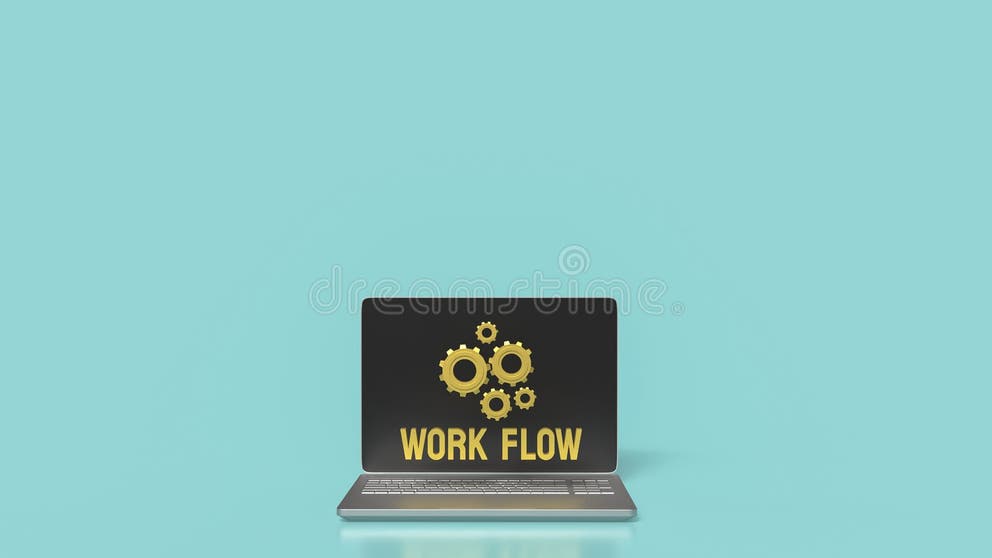 The Gear and Work Flow Text for Business Concept 3d Rendering Stock ...