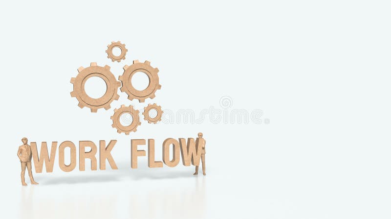The Gear and Work Flow Text for Business Concept 3d Rendering Stock ...