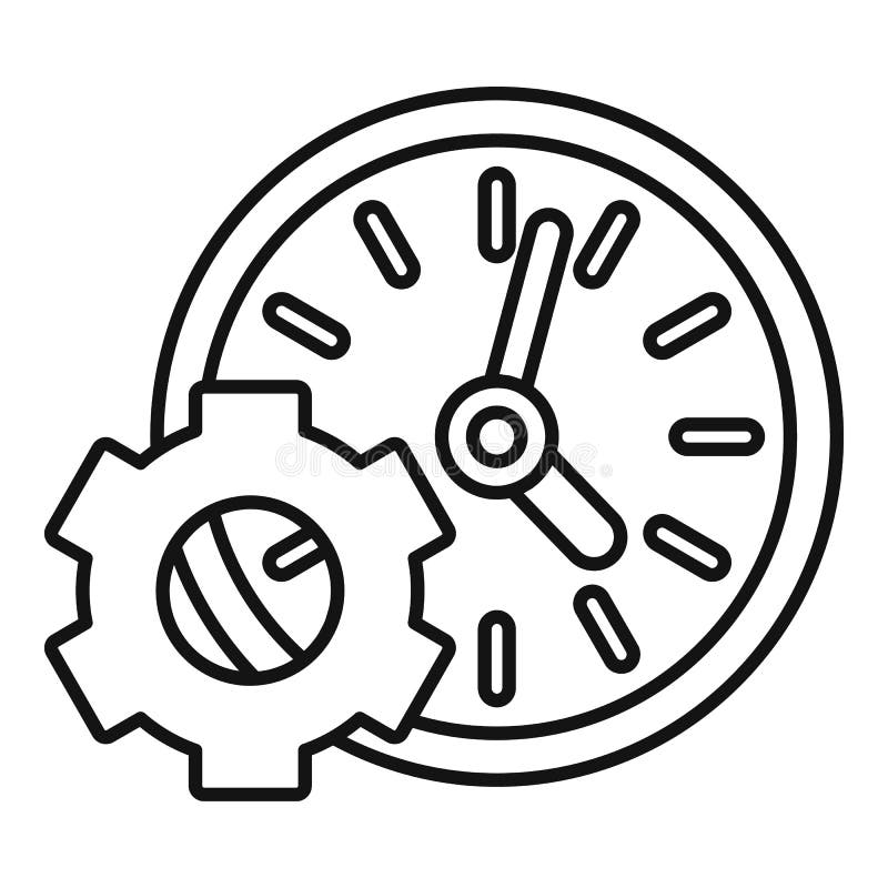 Gear Work Time Icon, Outline Style Stock Vector - Illustration of ...