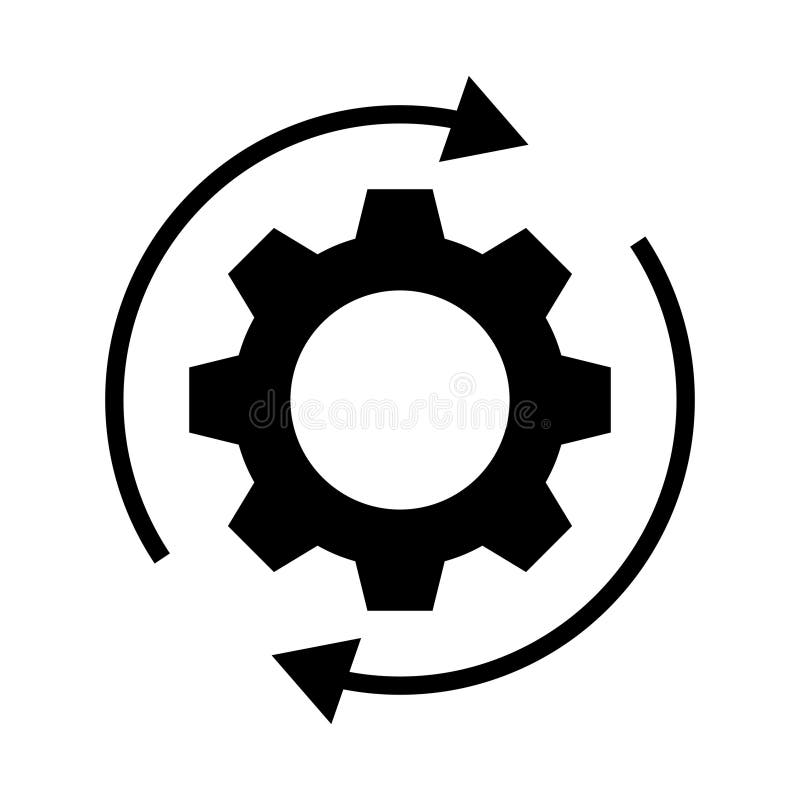 Workflow Progress Line Icon. Gear Wheel Inside Circle Arrows. Industry ...