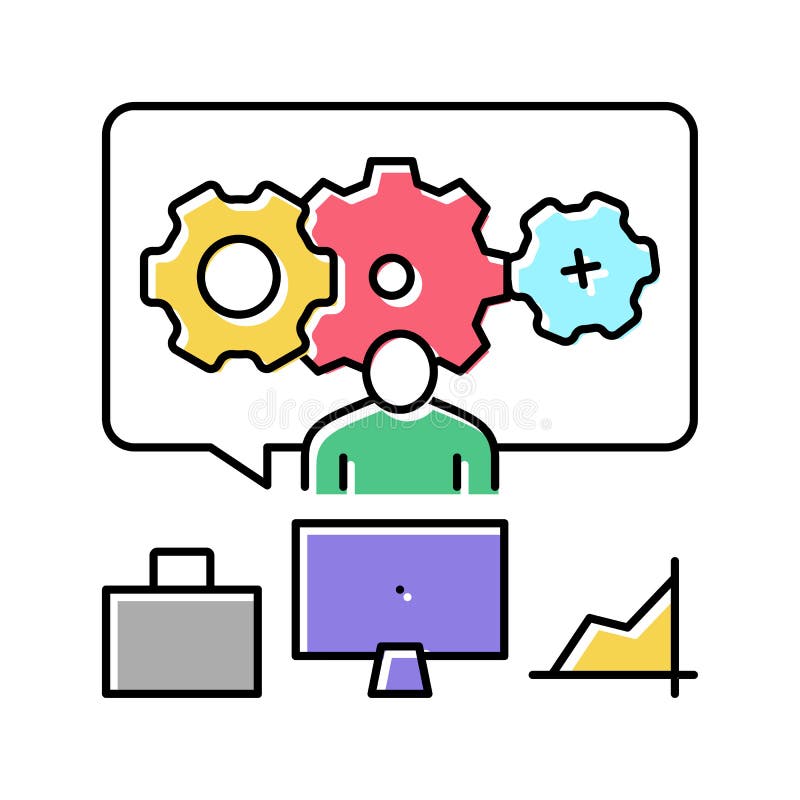 Gear Working Process Color Icon Vector Illustration Stock Vector ...