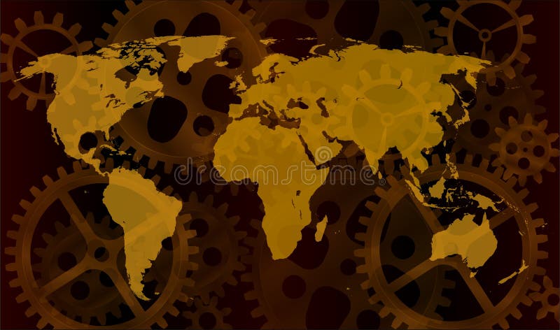 Gear world stock vector. Illustration of globe, world - 100214424