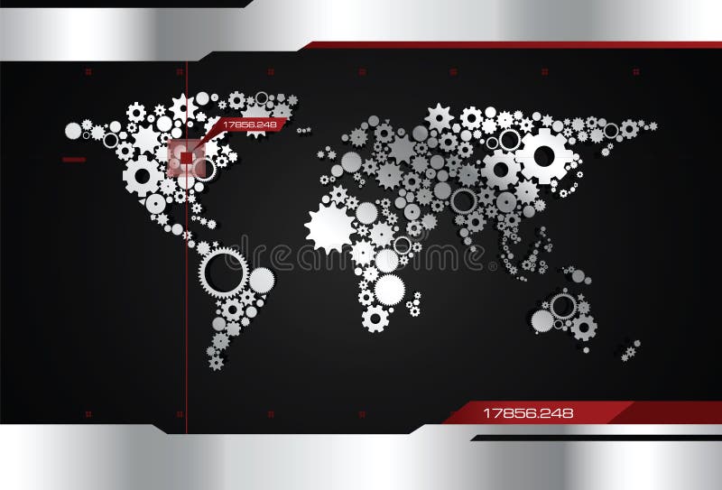 Gear world map stock vector. Illustration of gear, cursor - 61541587