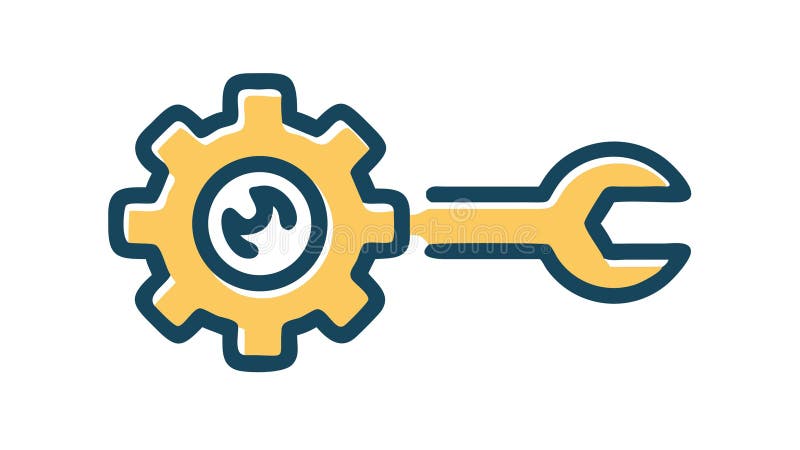 Gear and Wrench Icon, Settings Tools Configuration Graphic, Vector Design Generative AI Stock ...