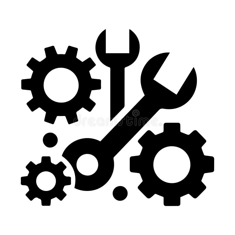 Gear and wrench icon. stock vector. Illustration of icon - 362997220