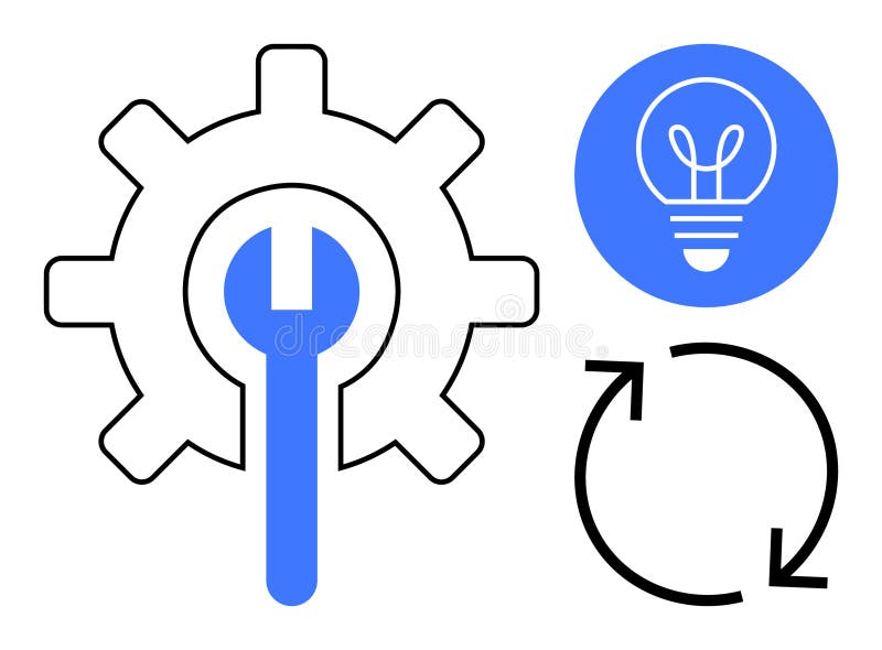 Gear with Wrench, Light Bulb, and Loop Arrow Highlighting Innovation ...