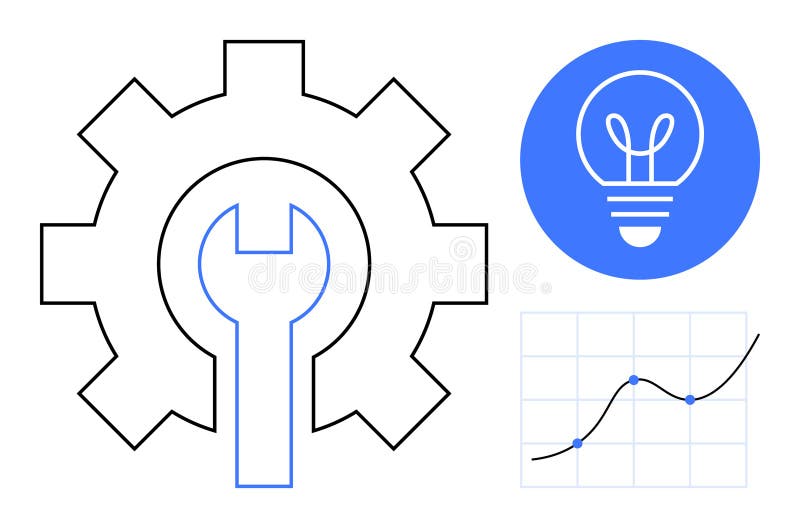 Gear, Wrench, Light Bulb and Graph Representing Innovation and ...