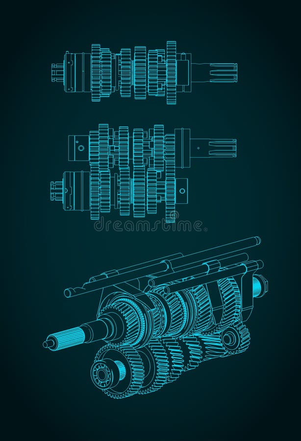 Gearbox Blueprints Illustration Stock Vector - Illustration of shift ...