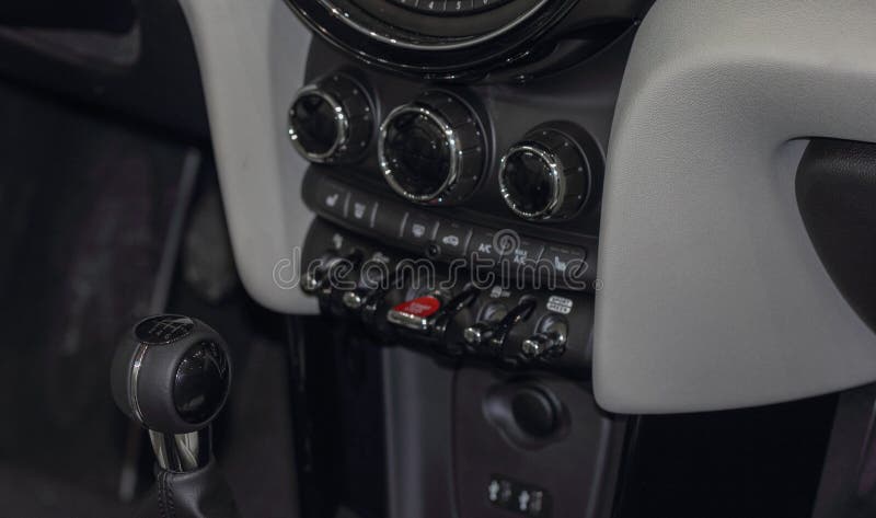 Gearbox Lever and Buttons of the Central Console of the Car Stock Photo ...