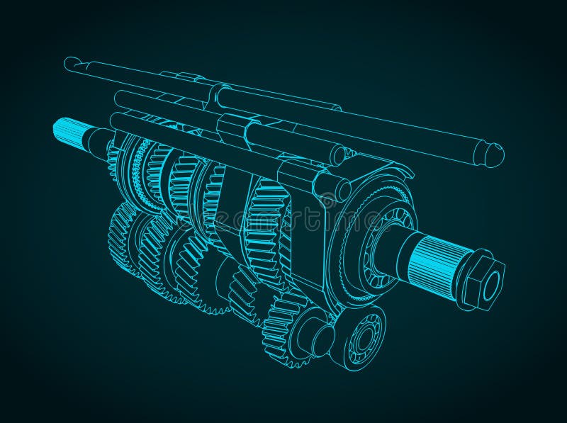 Gearbox Mechanisms Blueprint Stock Vector - Illustration of mechanics ...
