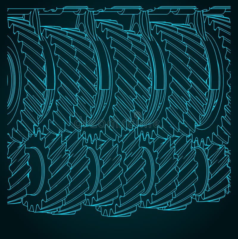 Gearbox Mechanisms Close-up Blueprint Stock Vector - Illustration of ...