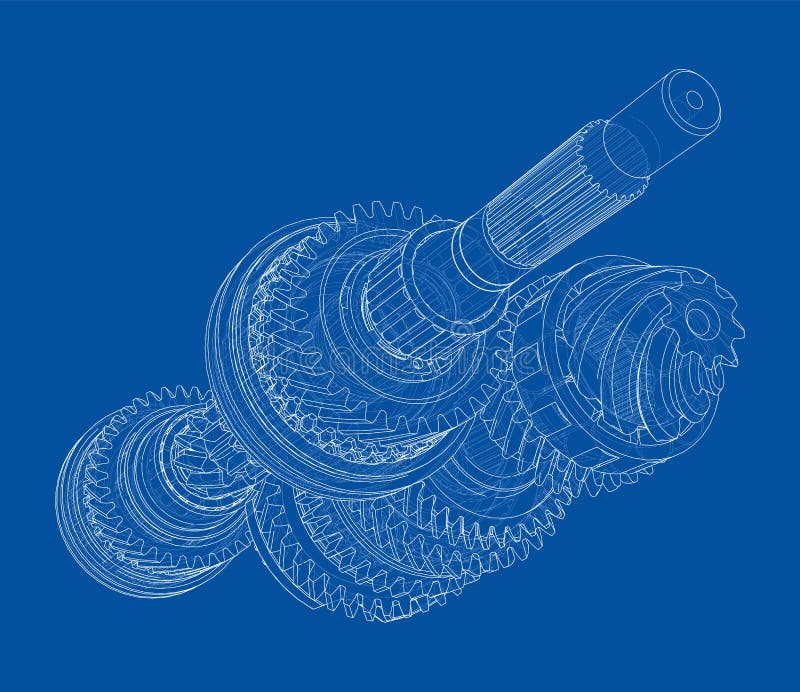Gearbox sketch. Vector stock vector. Illustration of industry - 266541517