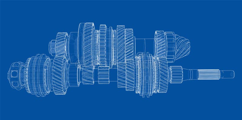 Gearbox sketch. Vector stock vector. Illustration of concept - 266785934