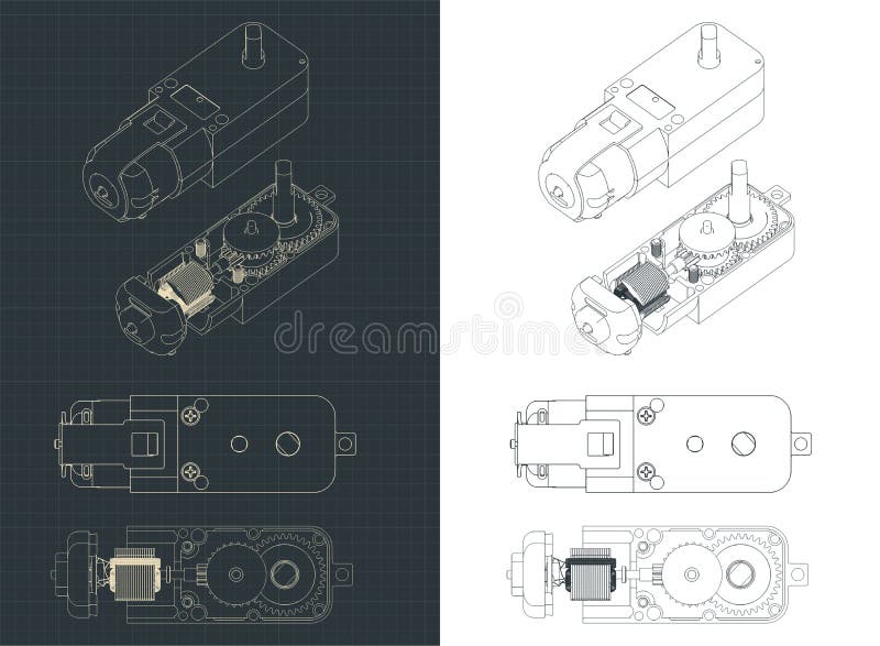 Geared Motor DC blueprints stock vector. Illustration of machine ...