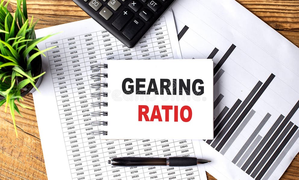 GEARING RATIO Text on Notebook on Chart with Calculator and Pen Stock ...