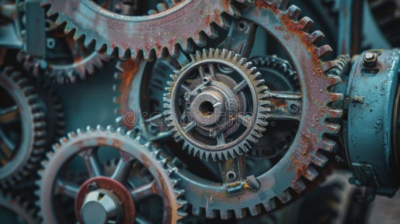 Gears arranged group table stock photo. Image of organization - 315040622