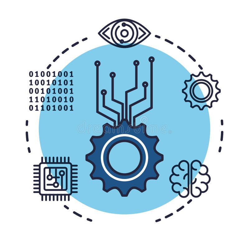 Gears with Artificial Intelligence Icons Stock Vector - Illustration of ...