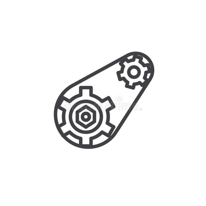 Gears with Belt Outline Icon Stock Vector - Illustration of chain ...