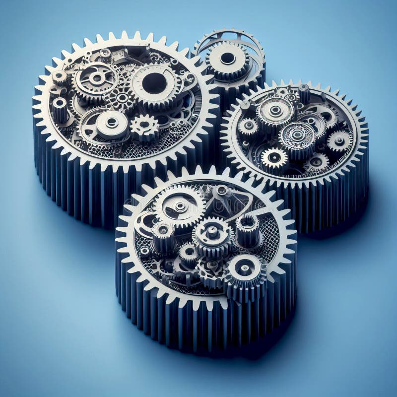 Gears on a Blue Background, Engine Gears, Industrial Background ...