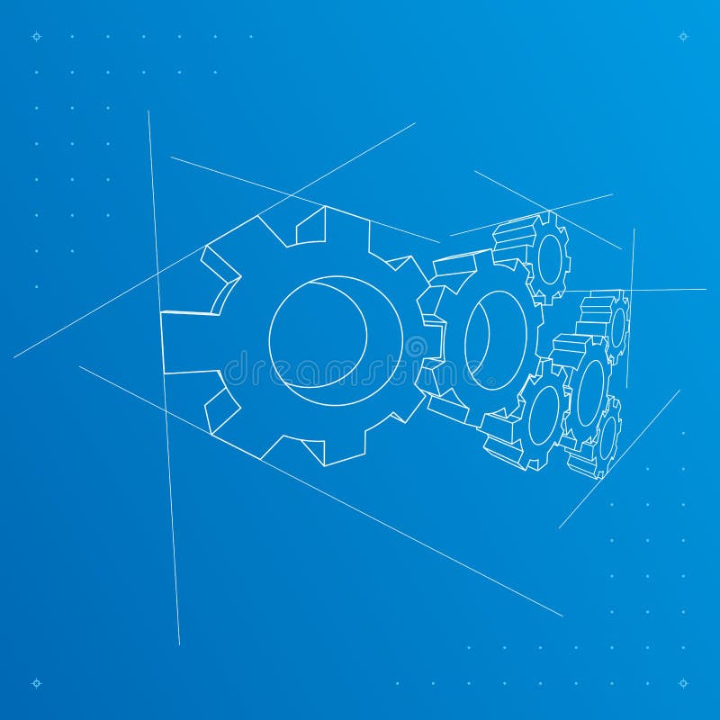 Gears Blueprint Background. Vector. Stock Vector - Illustration of ...