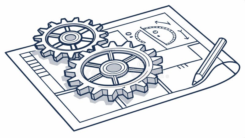 Gears and Blueprint Vector, Engineering Design Art, Technical Drawing ...