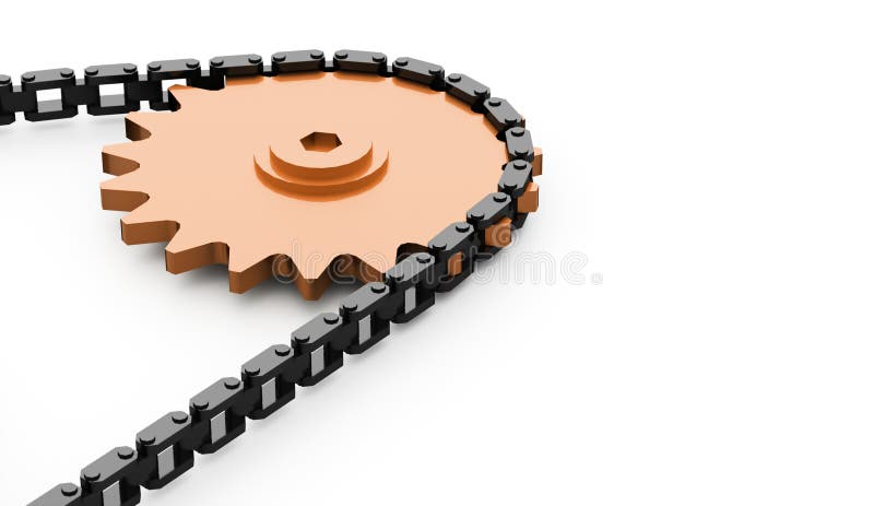 Gears with Chain Concept Rendered Stock Illustration - Illustration of ...
