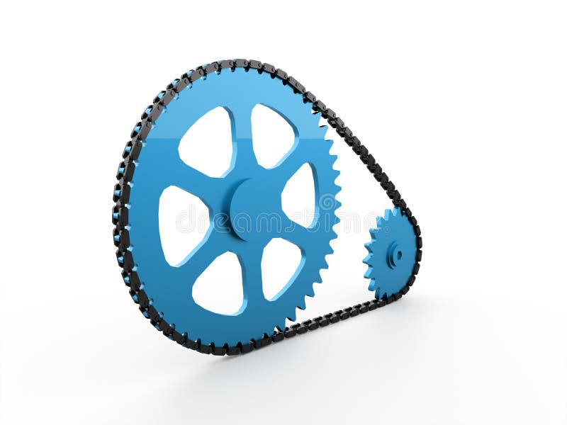 Gears with Chain Concept Rendered Stock Illustration - Illustration of ...