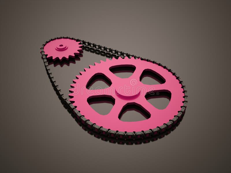 Gears with Chain Concept Rendered Stock Illustration - Illustration of ...